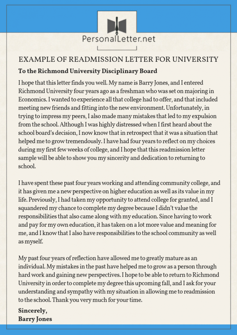 Readmission Letter For University Secrets To Be Accepted