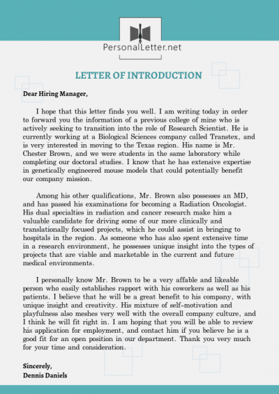 Service for Writing a Letter of Introduction for Yourself